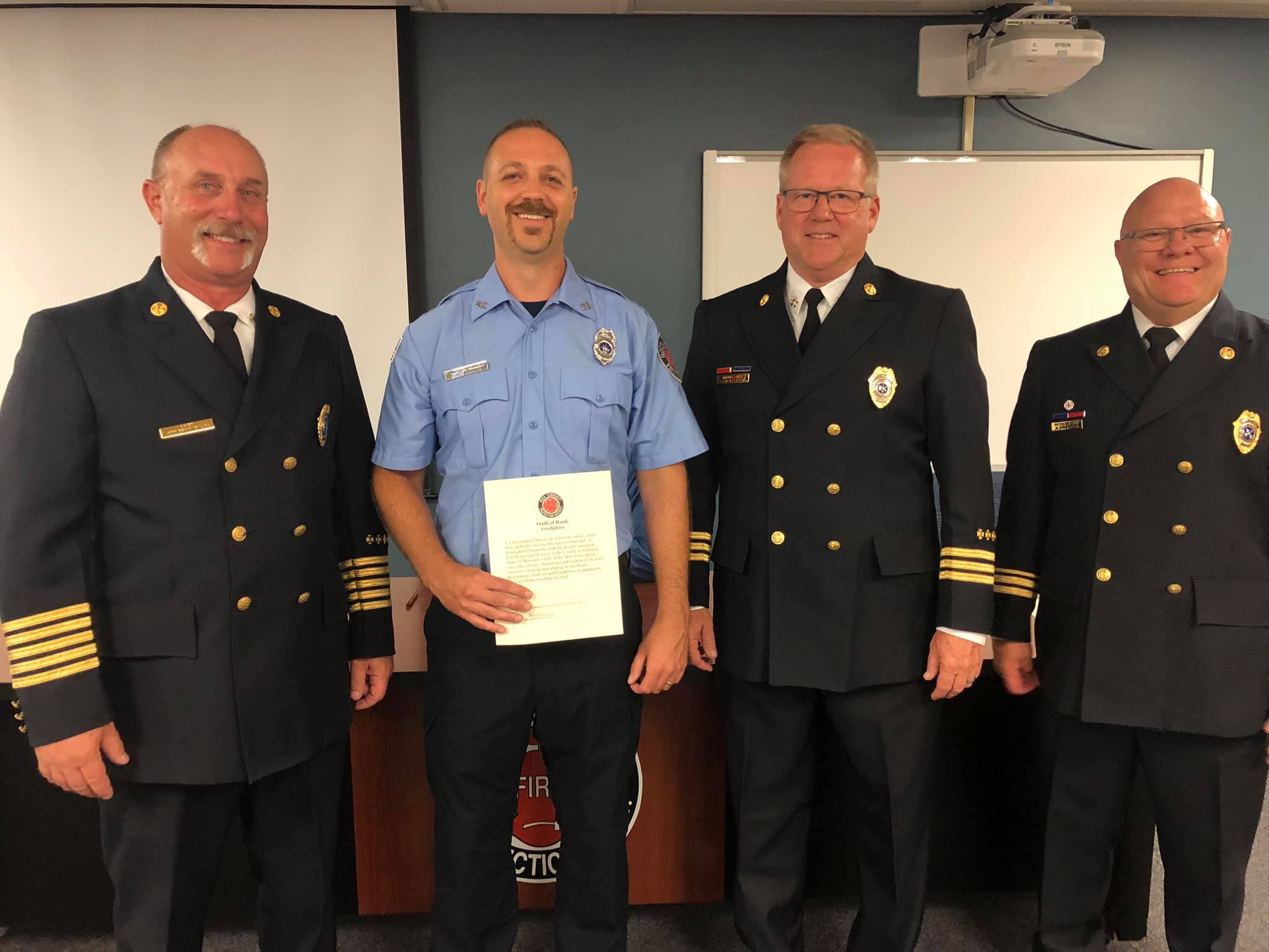 RCFPD badge pinning – Rock Community Fire Protection District