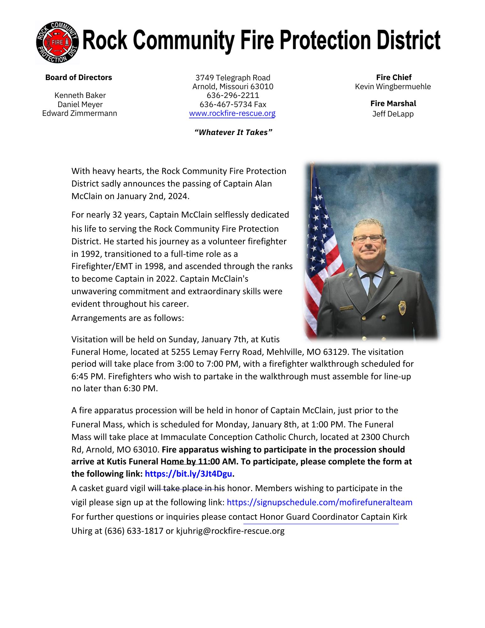 Captain Alan McClain – Rock Community Fire Protection District